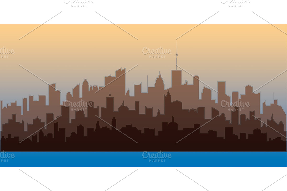 Horizontal city landscape., a Work Illustration by CodeAndDesign