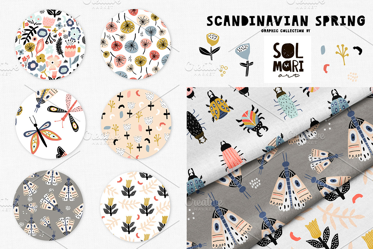 SCANDINAVIAN SPRING GRAPHIC KIT, a Pattern Graphic by solmariart