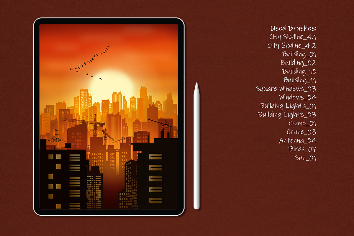 Procreate Cityscape Stamp Brushes, a Brush Add-On by MISTstudioDesign