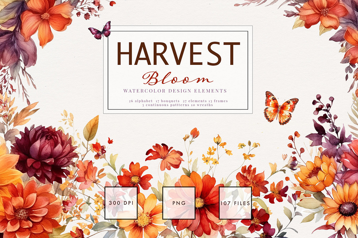 Harvest Bloom Watercolor, an Object Graphic by Digital Vintage