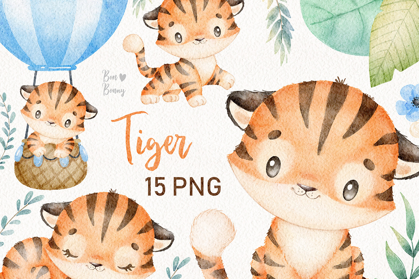 Cute Tiger Watercolor Clipart | Animal Illustrations ~ Creative Market