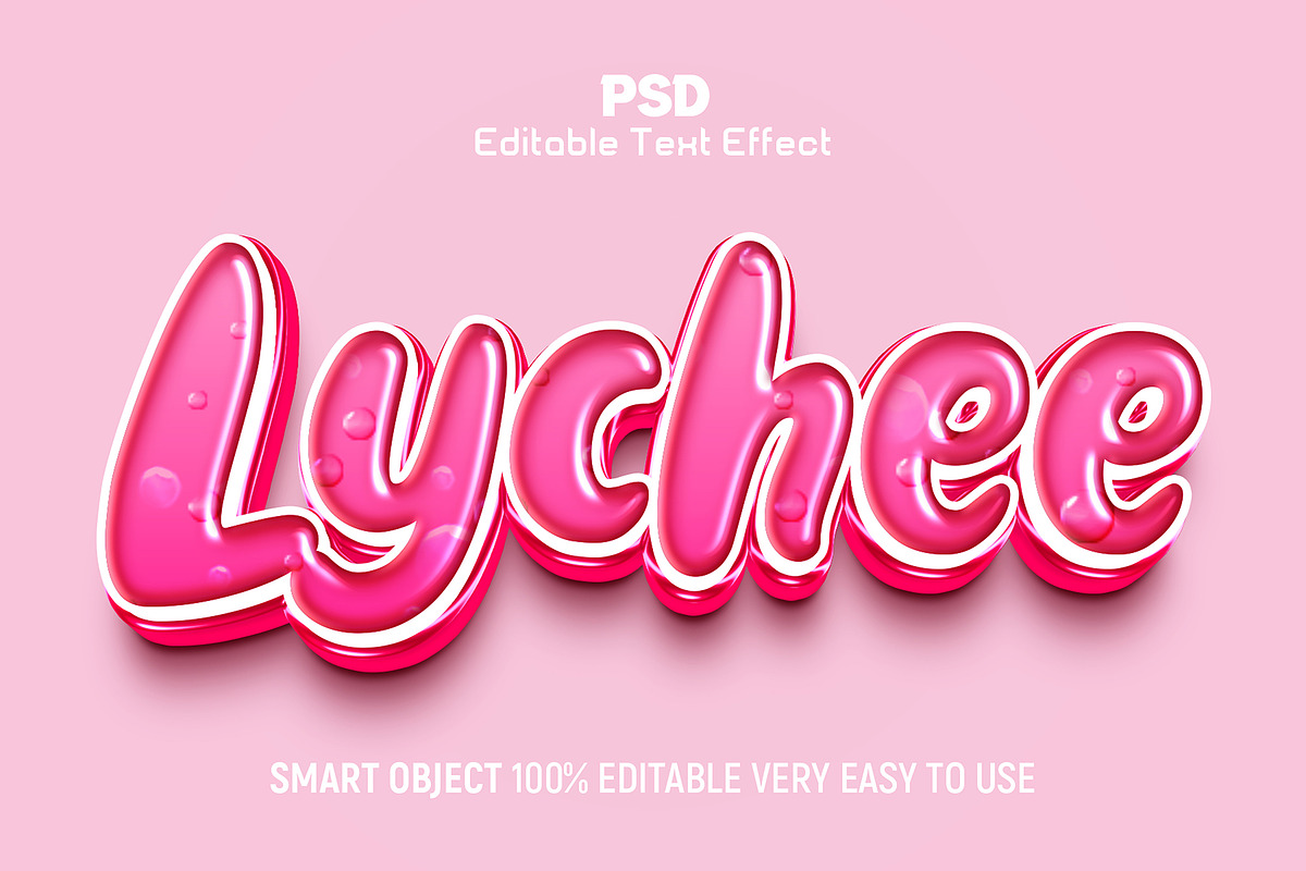 Lychee 3D Editable Text Effect style, a Layer Style Add-On by Design Fly