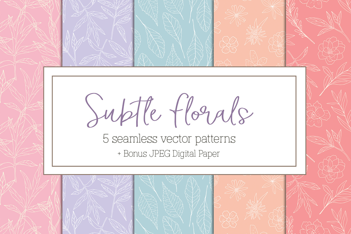 Subtle floral outlines patterns, a Pattern Graphic by Katie Lisker