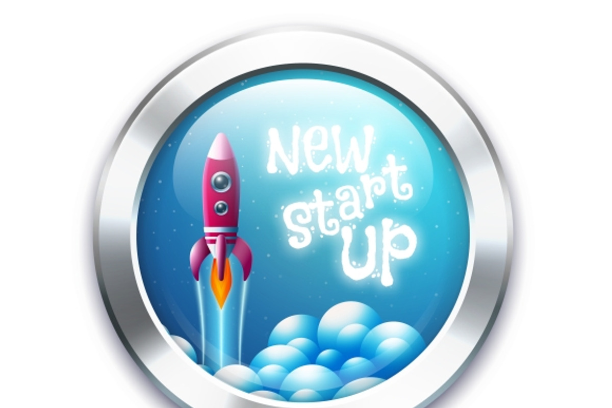 New project start up button, a Work Illustration by Microvector