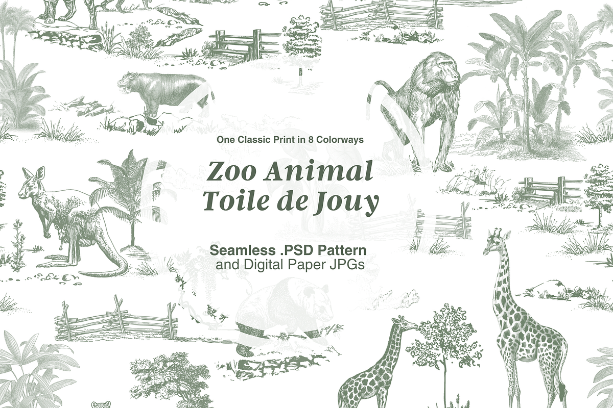 Zoo Animal Seamless Pattern Set, a Background Graphic by Hughes Studio