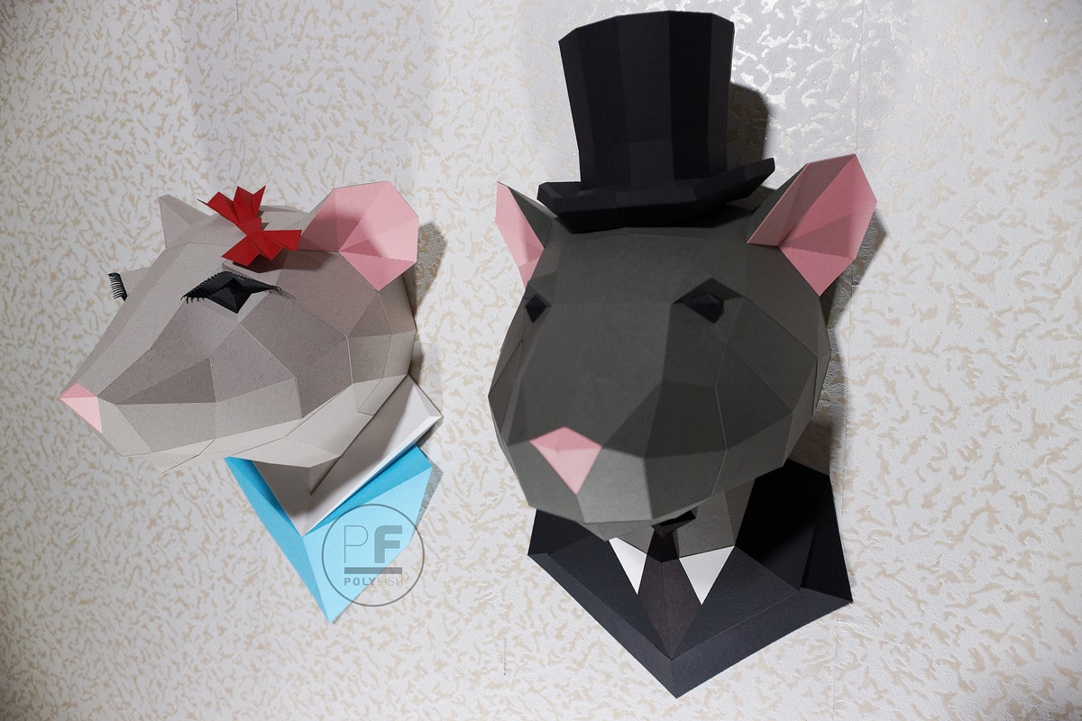 DIY Paper Rat 3D model template, a Templates & Theme by PolyFish