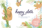 Happy Sloth - clipart collection, an Animal Illustration by Pikovit ...