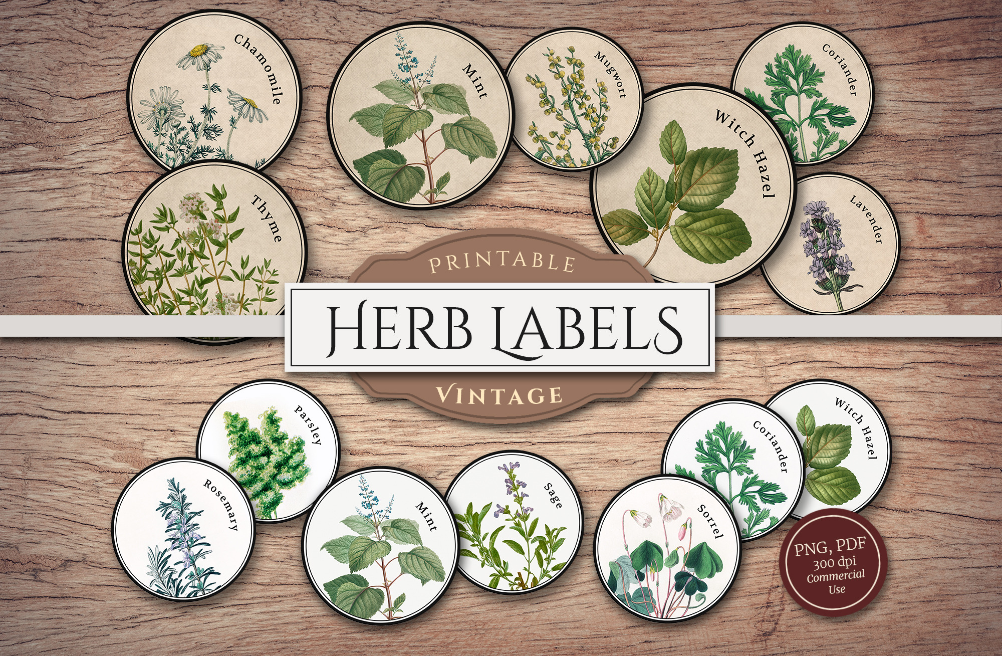 Herb Labels (18 Different Herbs), an Illustration by Secret Helper