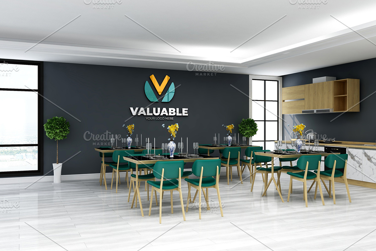 Corporate Room Wall Logo Mockup | Creative Market