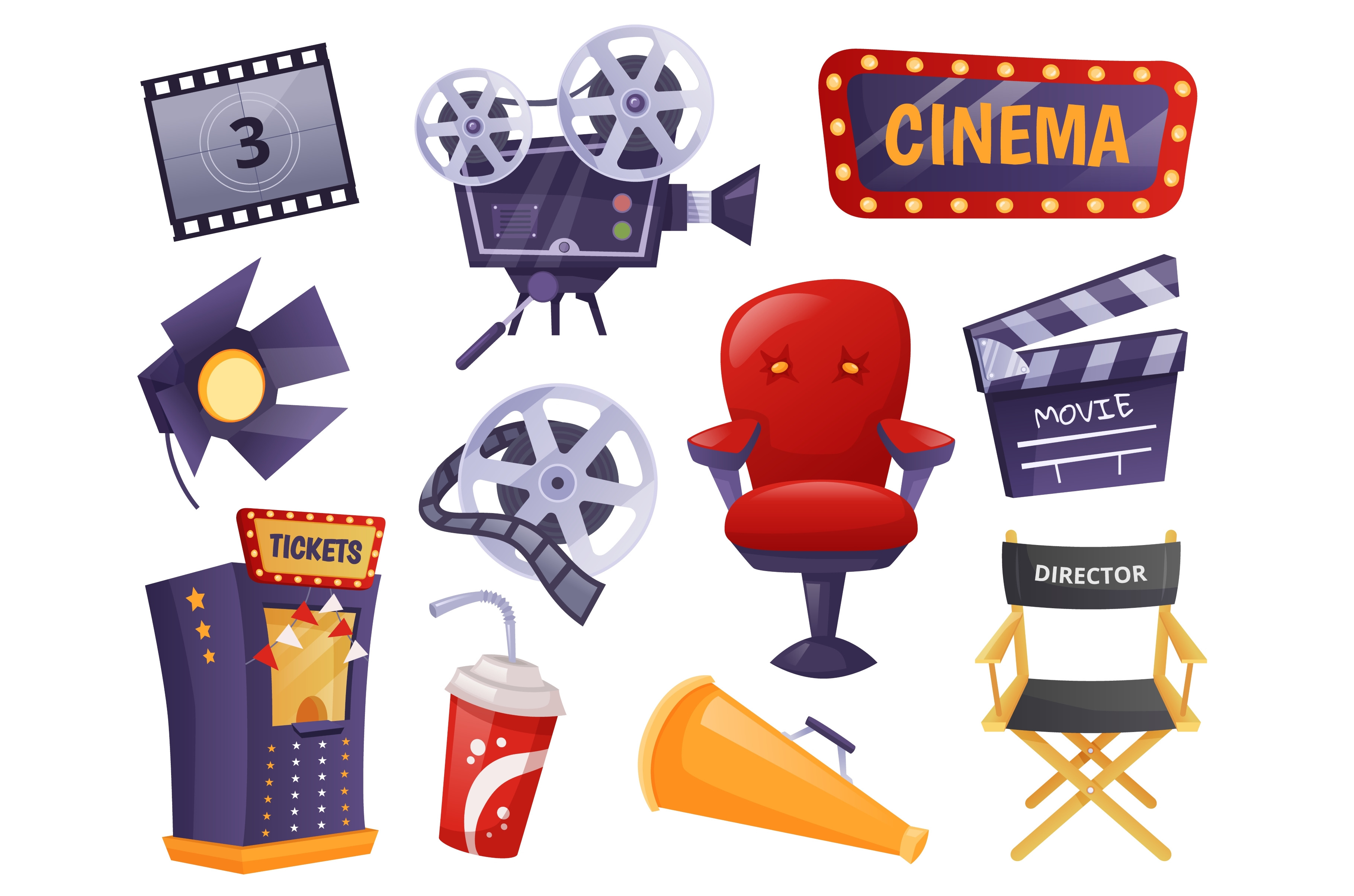Cartoon movie elements, cinema, an Object Graphic by Frogella