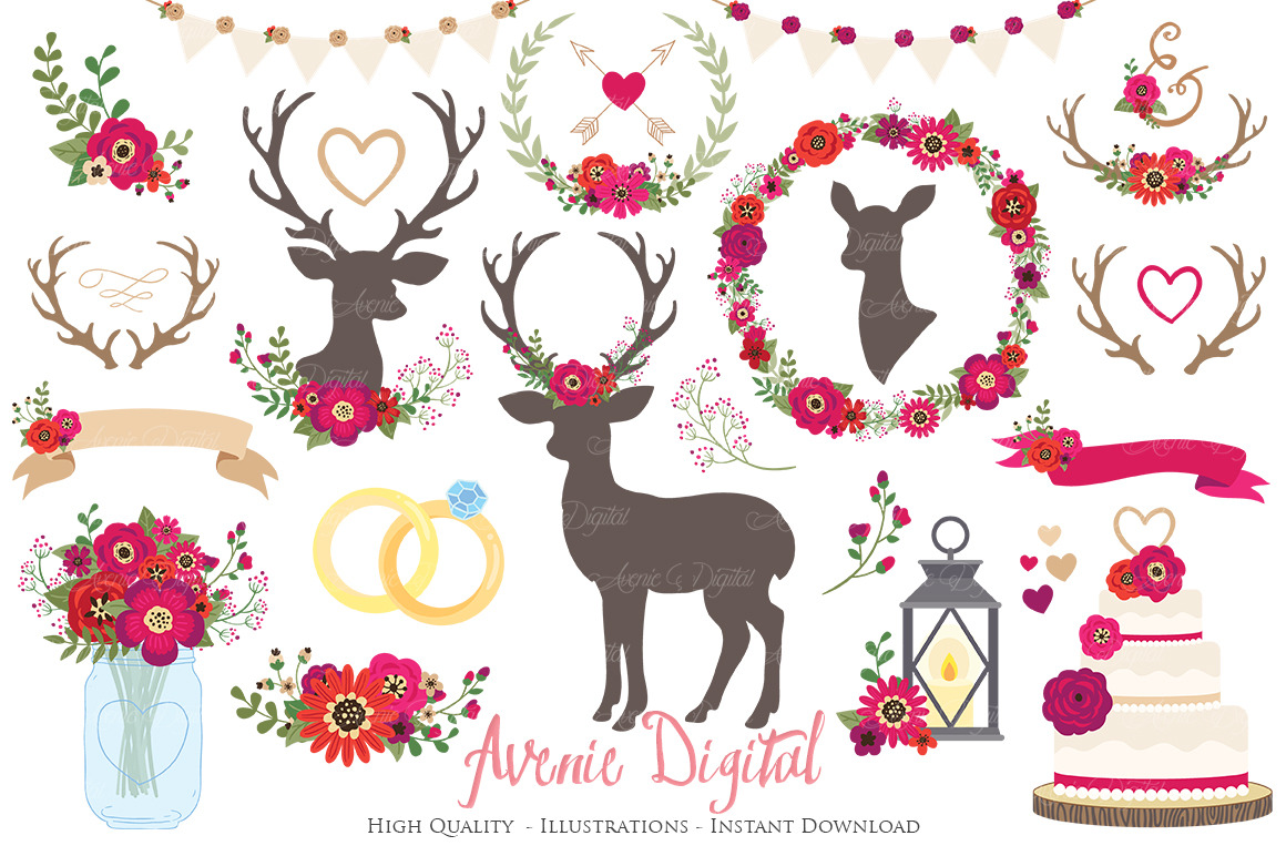 Red Rustic Wedding Clipart, an Illustration by Avenie Digital
