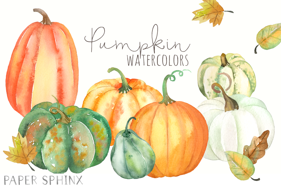 Watercolor Fall Pumpkins Pack, an Illustration by PaperSphinx