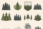 Vector fir trees set | Object Illustrations ~ Creative Market