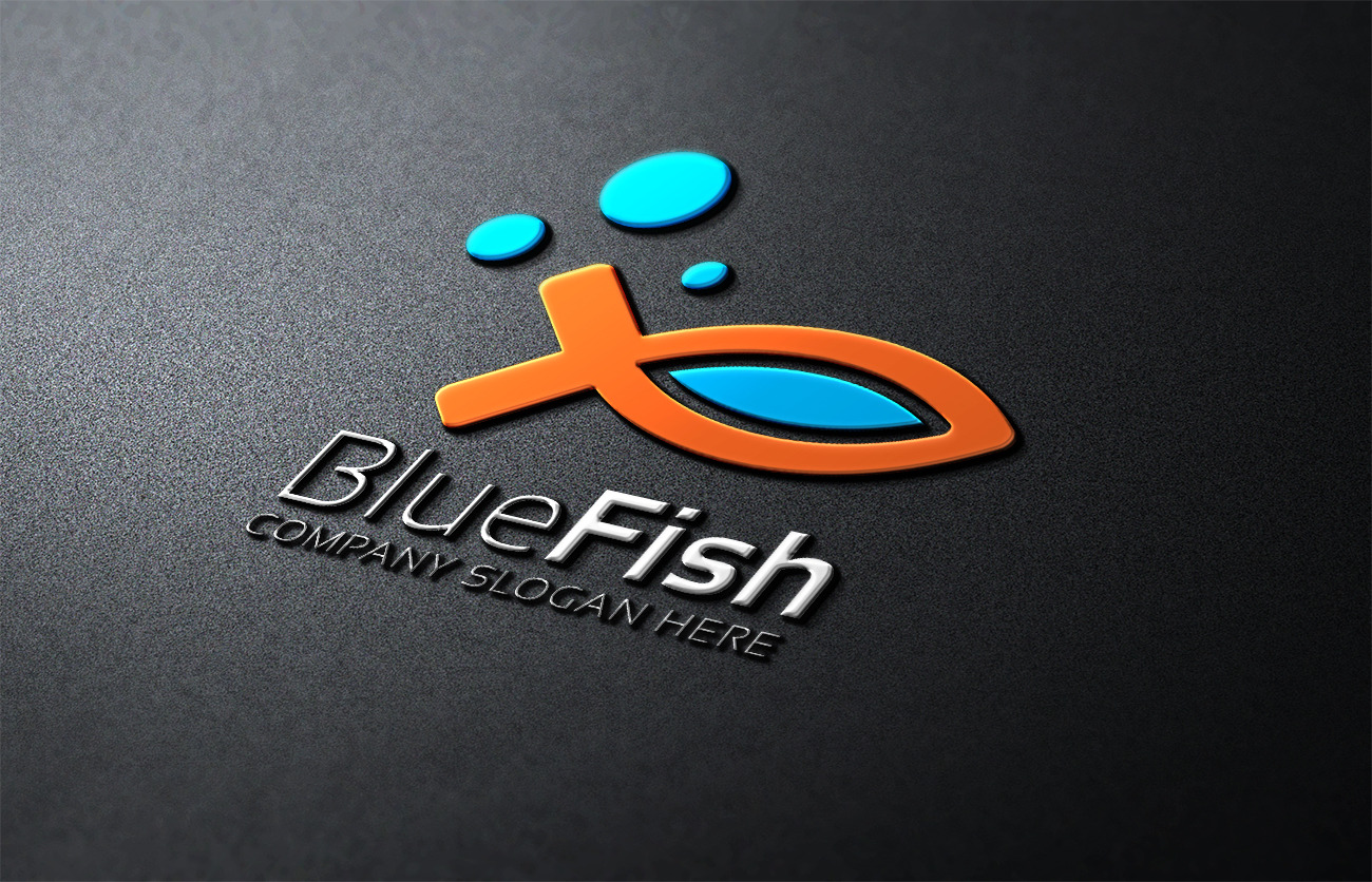 Blue Fish Logo, a Branding & Logo Template by essegraphic