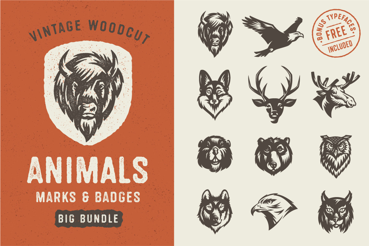 Animals Marks & Badges Bundle, a Branding & Logo Template by Tortugastudios