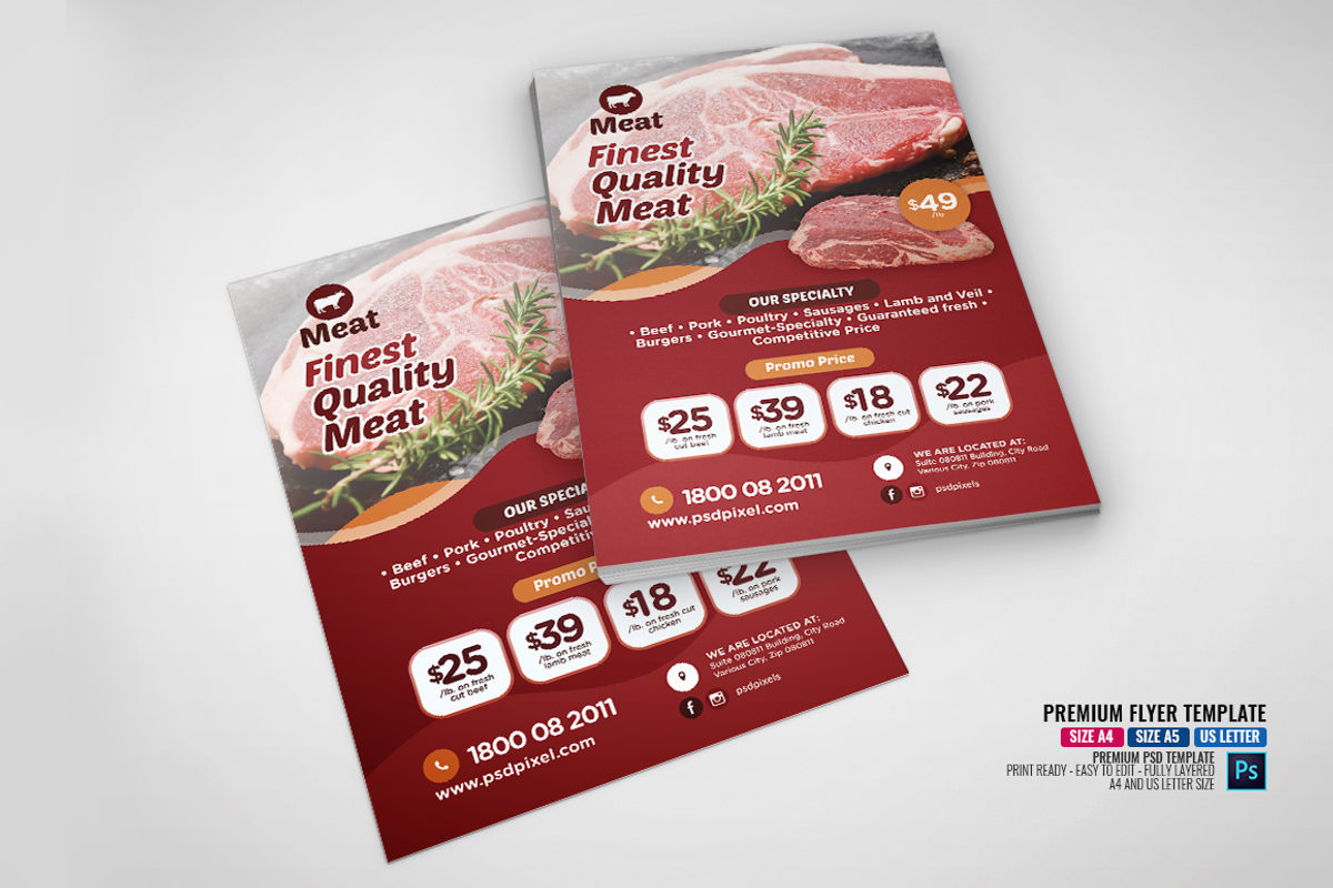 Butcher Services Flyer, a Flyer Template by PSDPixel