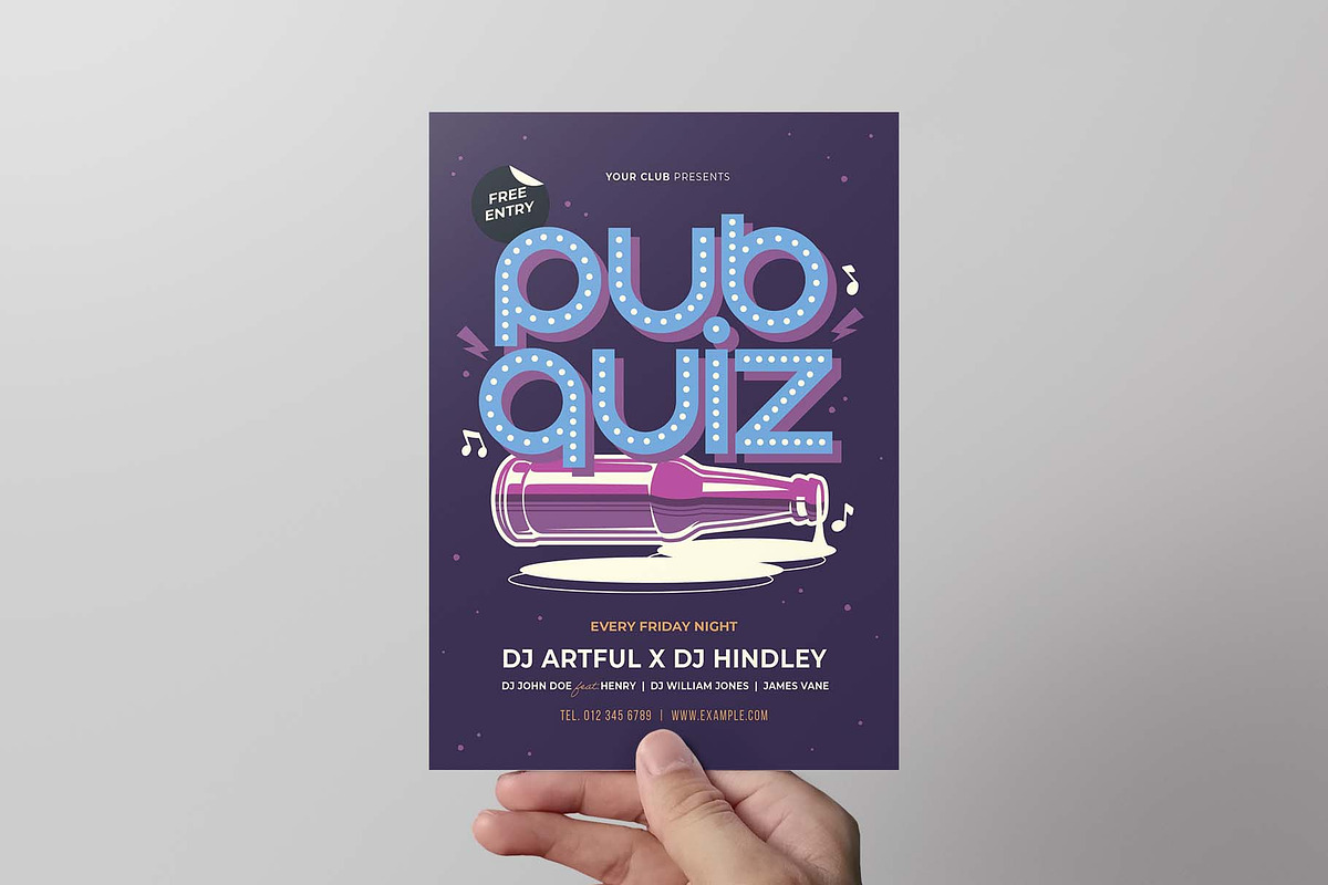 Retro Pub Quiz Flyer Template, a Flyer Template by BrandPacks ...