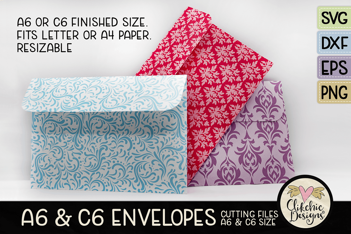 A6 & C6 Envelope SVG Cutting Files, an Invitation Template by Clikchic ...