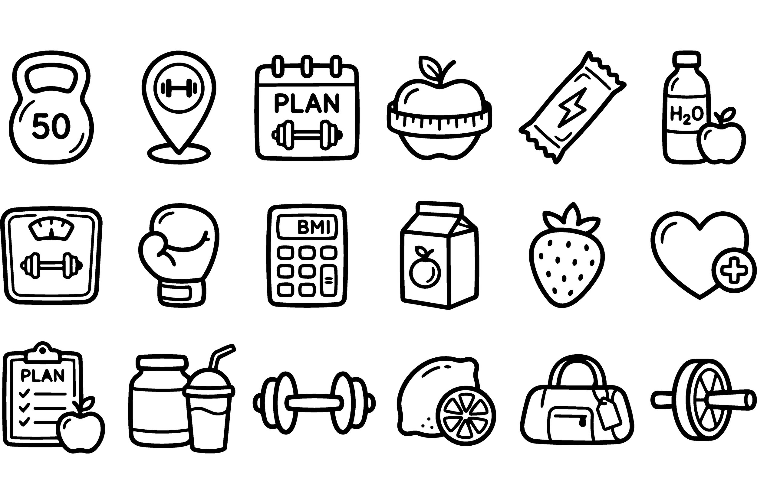 Fitness Wellness Icon Collection, an Illustration by designvectx