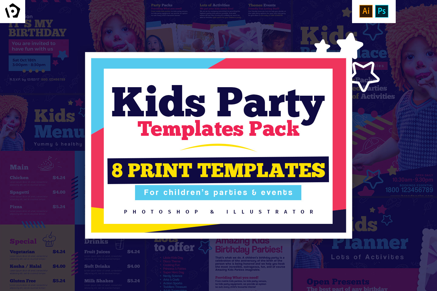 Kid's Party Templates Pack, a Flyer Template by BrandPacks
