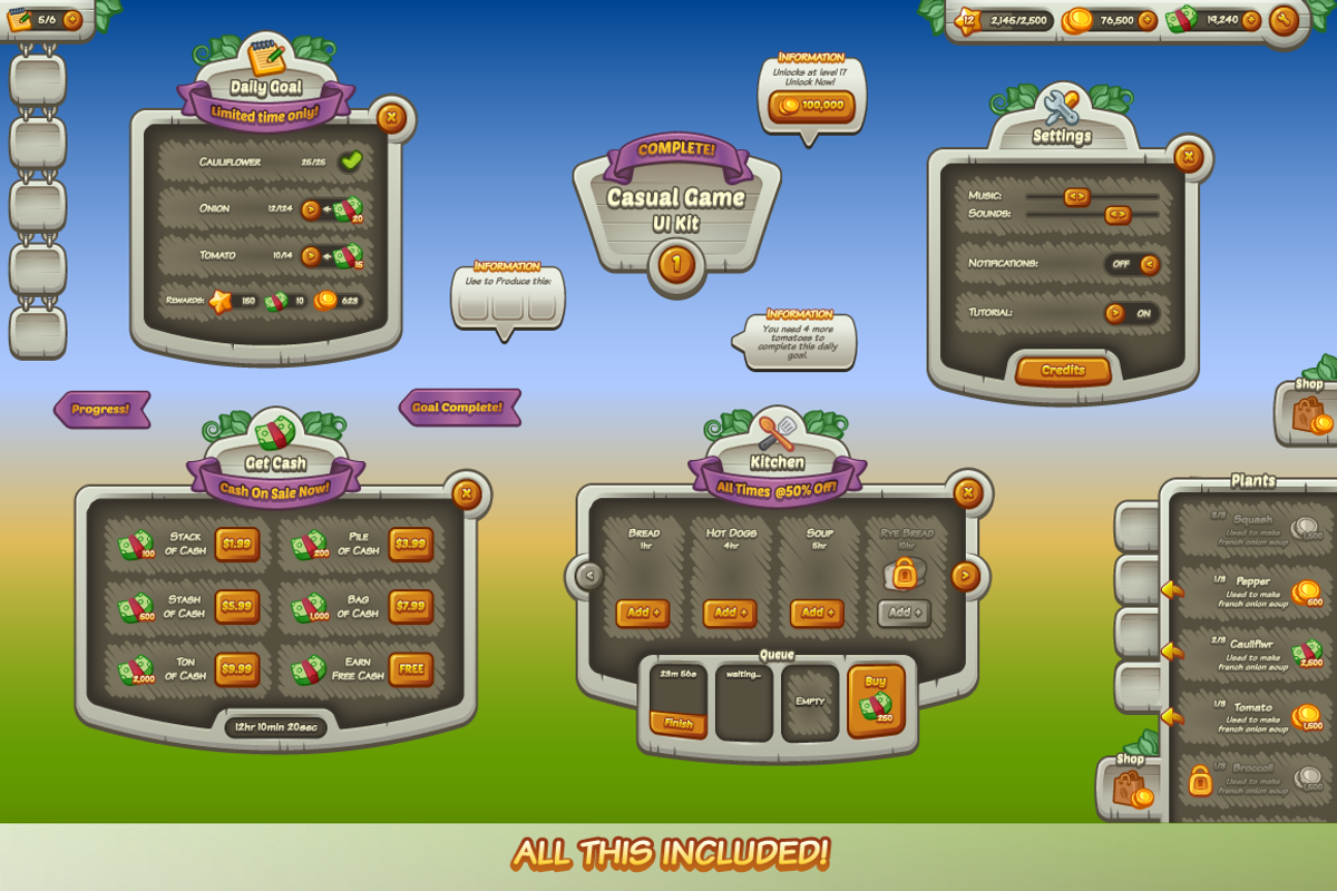Complete Mobile Game UI Kit, a Graphic by Vectricity Designs