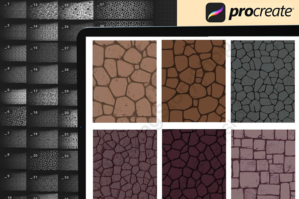 120 Procreate Stone Textures Brushes, a Brush Add-On by DrawingStoryShop