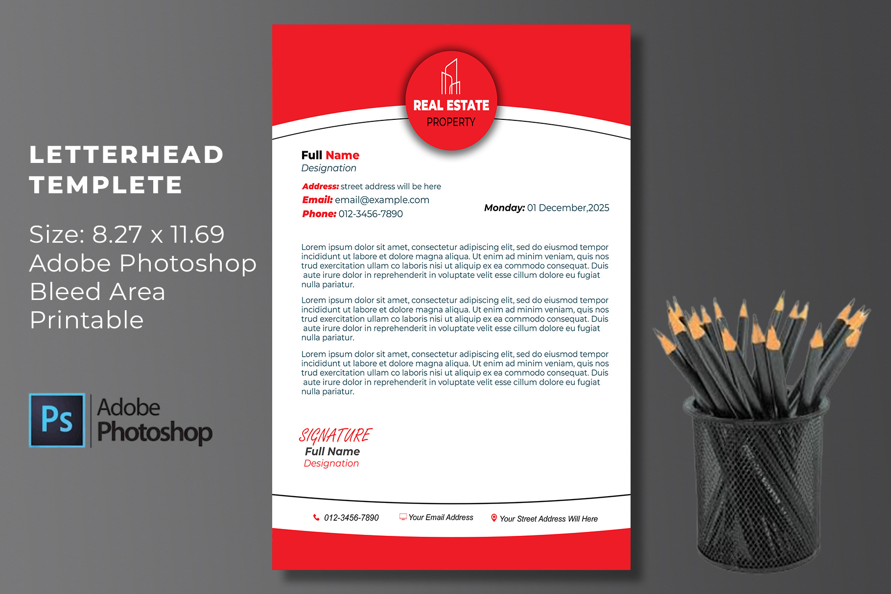 Clean Letterhead Template PSD