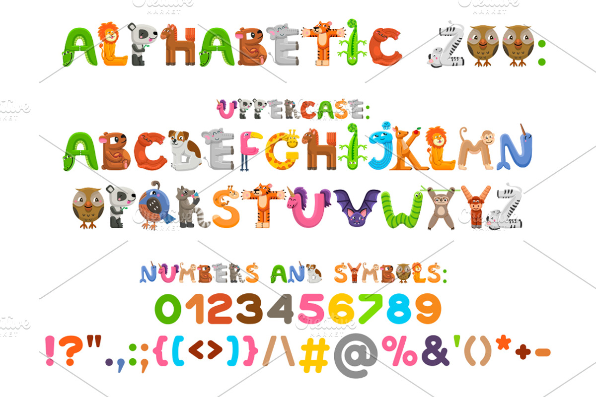 Alphabetic Zoo - font duo, a Sans Serif Font by tamara.comotomka