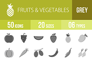 50 Fruits Vegetables Greyscale Icons, an Icon by IconBunny