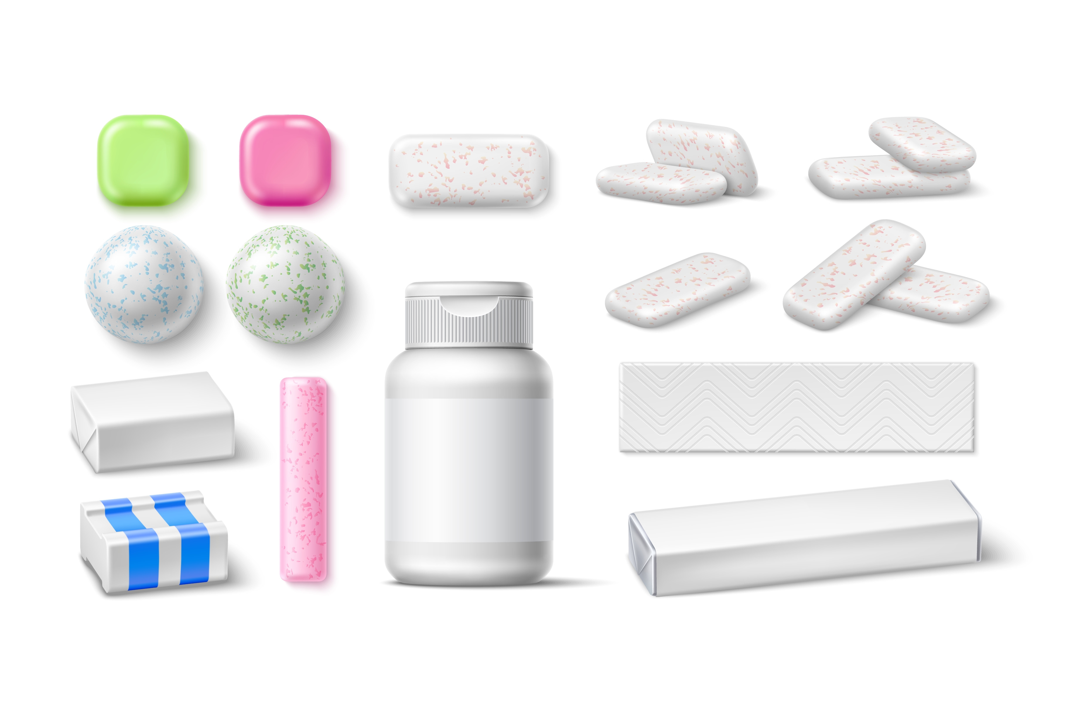 Pads chewing gum. Realistic, a Food Illustration by Vectorbuum