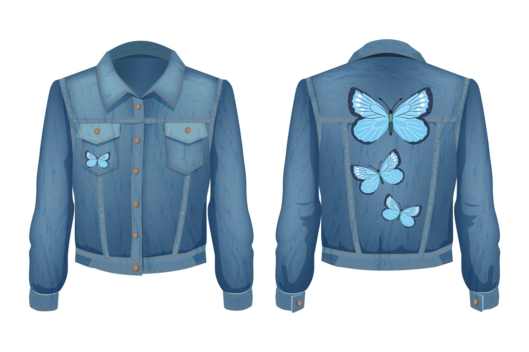 Jacket Made of Denim Patch Vector, an Object Illustration by robuart ...