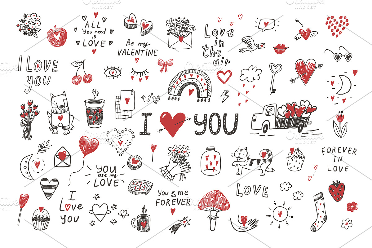 Valentine's Day Doodles, a Decorative Illustration by GooseFrol