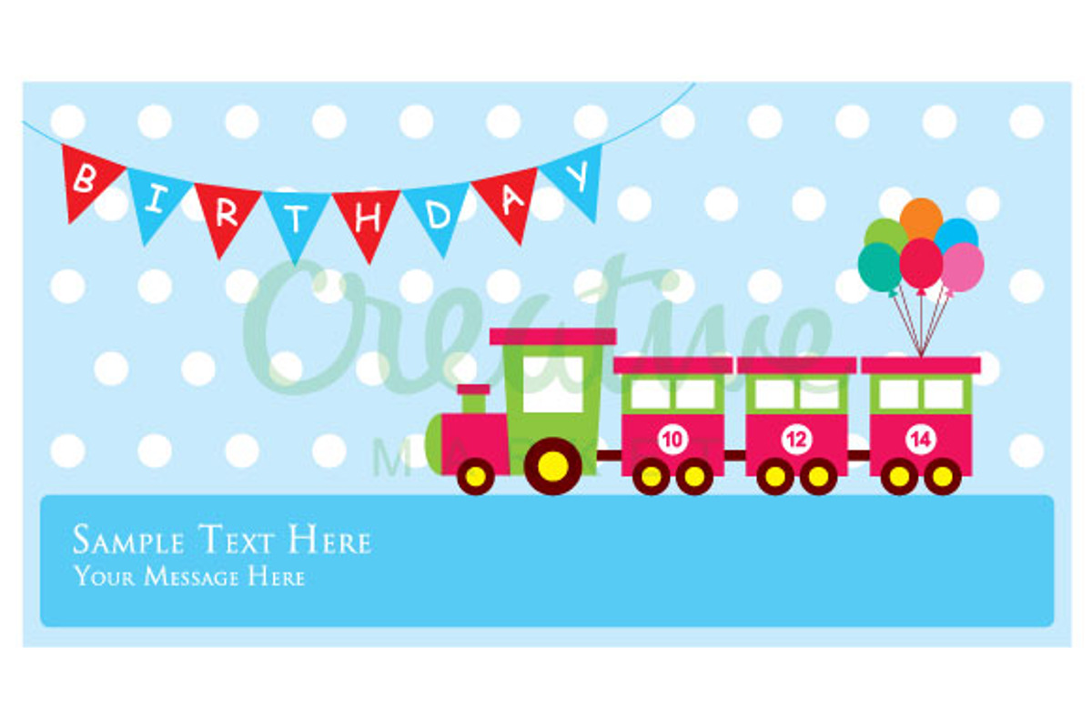 Train Birthday Invitation card, a Transportation Illustration by ...