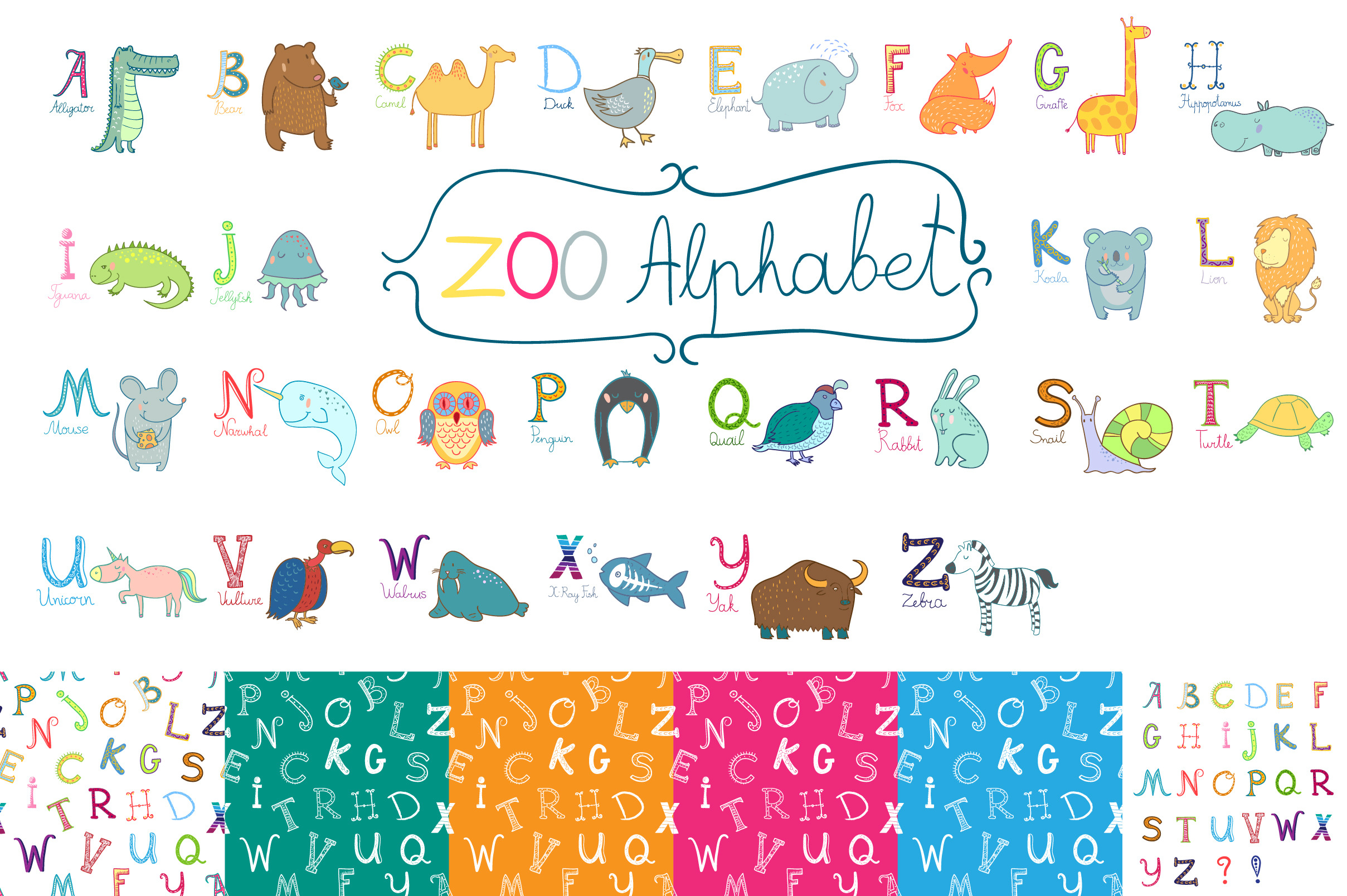 Cute zoo alphabet for children's., an Animal Illustration by KVIO ...