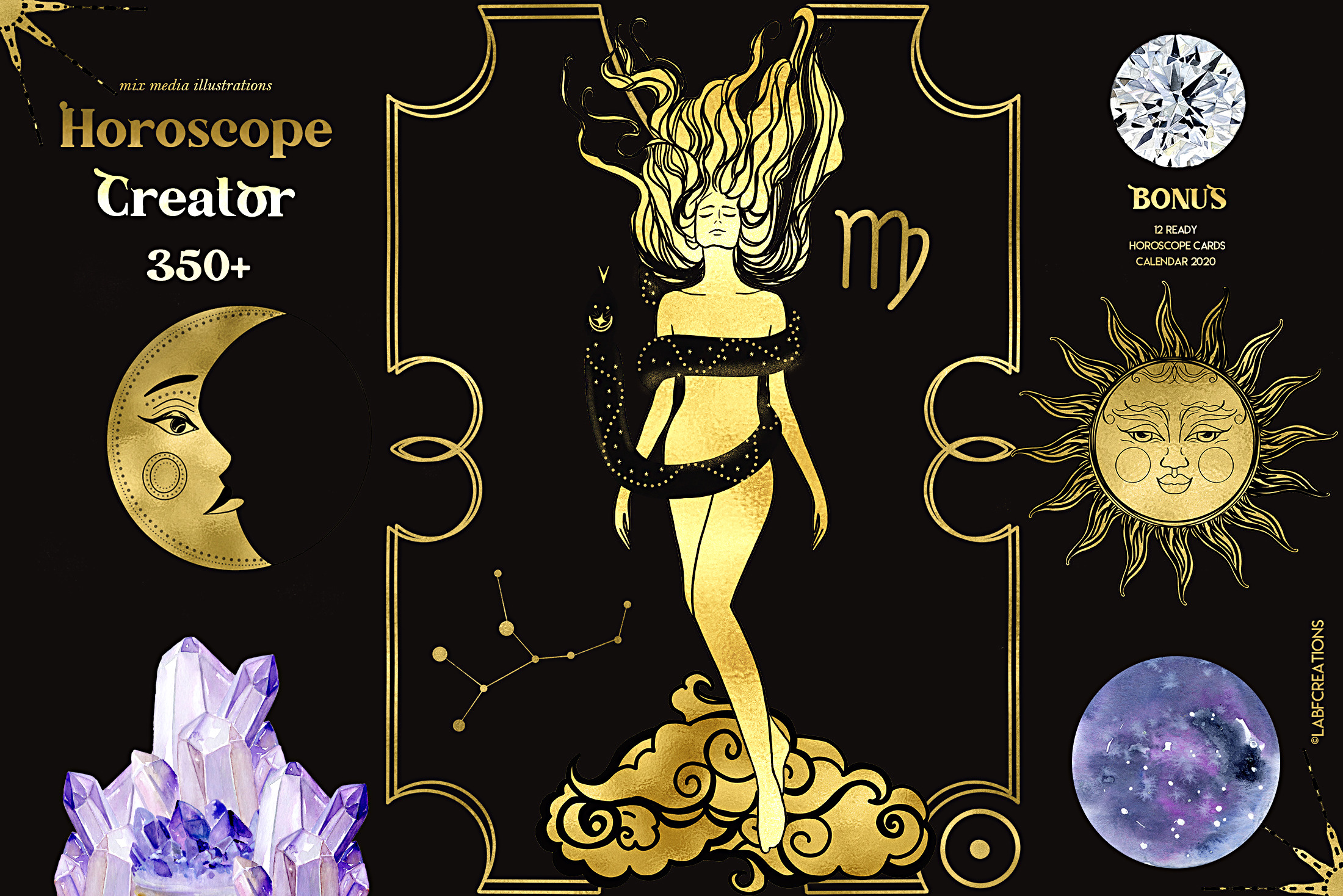 Horoscope Zodiac Creator. Moon, an Illustration by LABFcreations