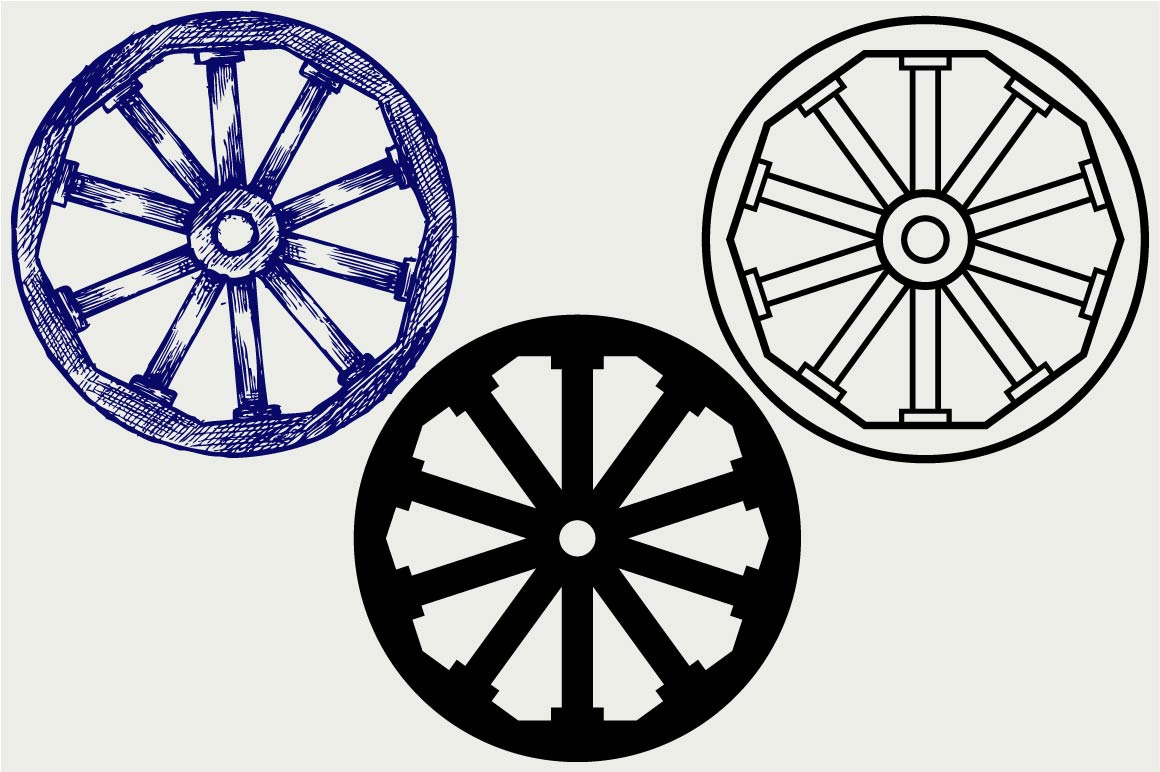 Wooden wheel SVG, an Outline Icon by LineworkStock