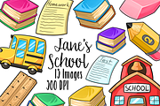 Kawaii School Supplies Clipart, an Education Illustration by DigitalArtsi