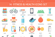 36 Fitness & health flat icons set., an Icon by Lemberg Vector