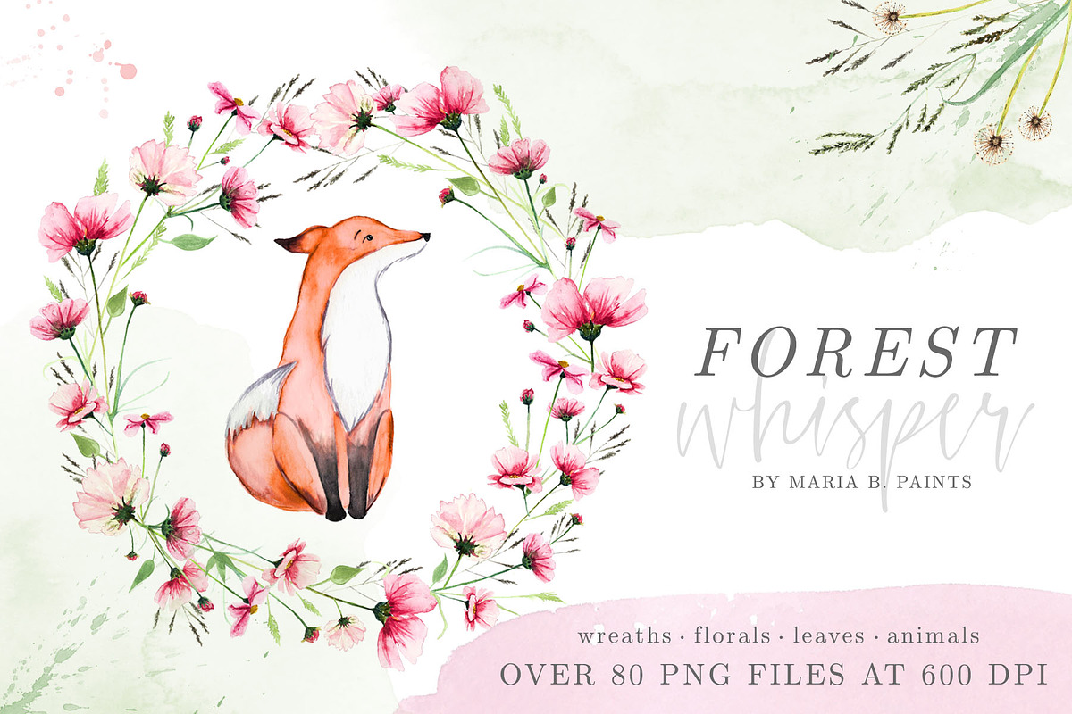 Woodland Watercolor Clipart, an Animal Illustration by Maria B. Paints