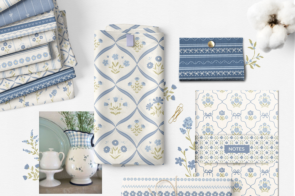 Cottage Dreams patterns, frames, bow, a Pattern Graphic by Cozy pattern ...