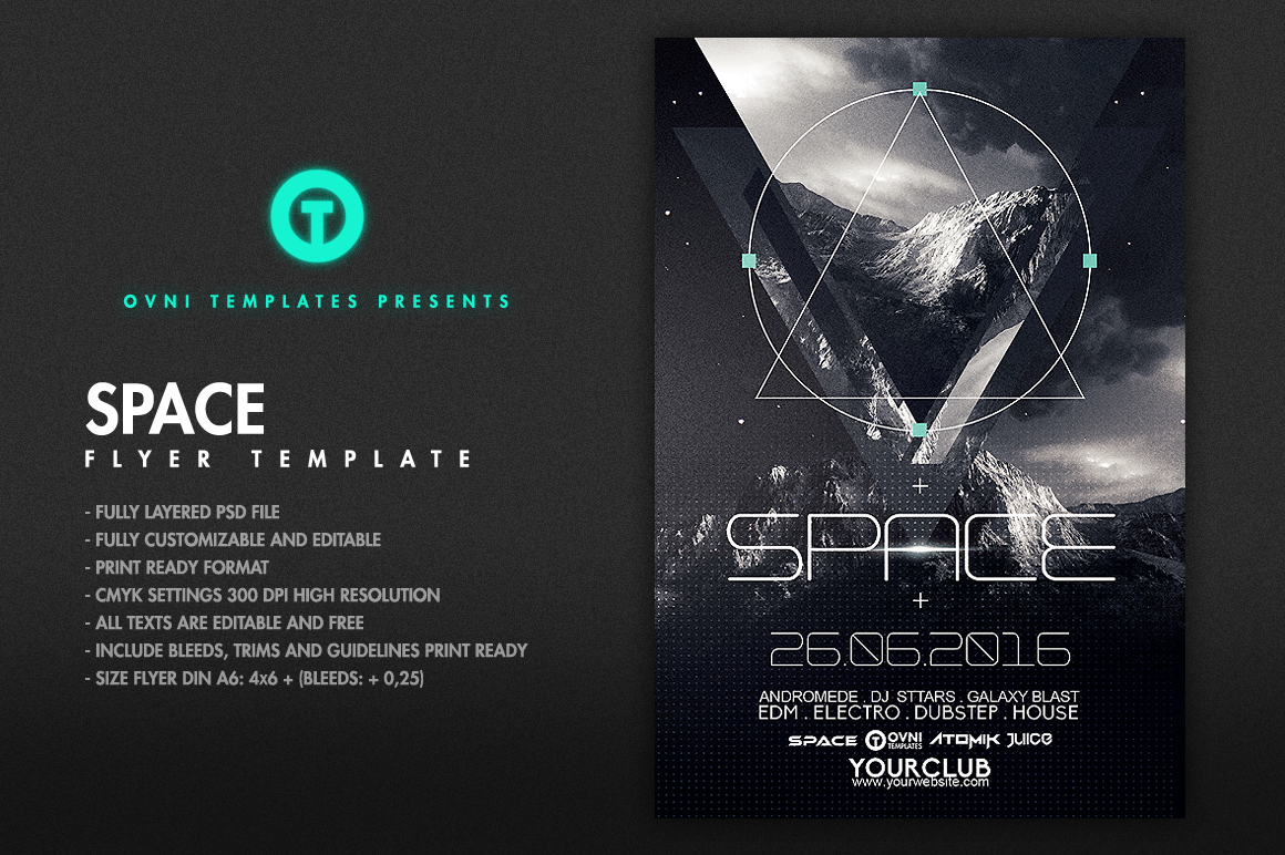 SPACE Flyer Template, a Flyer Template by OVNI-TEMPLATES