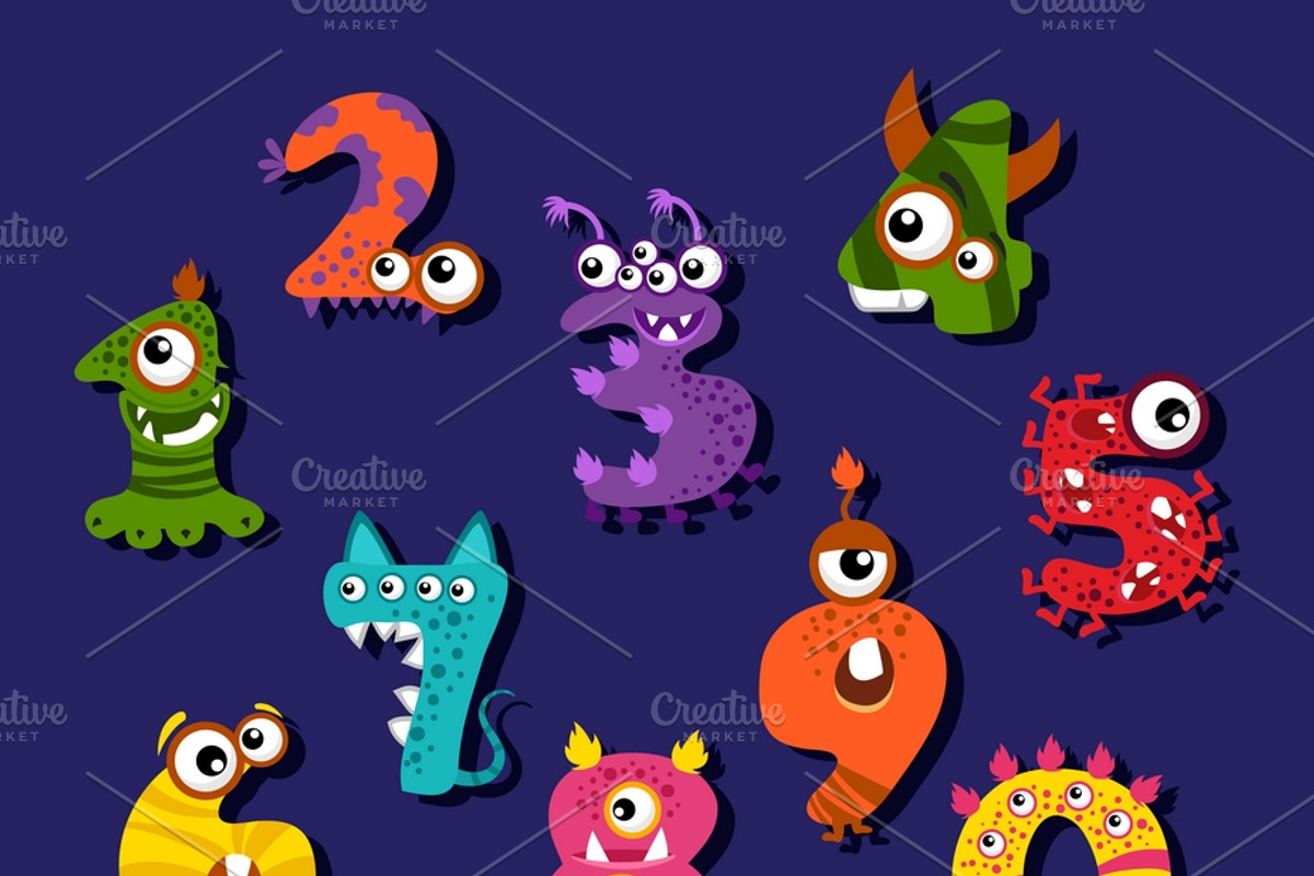 Cartoon funny numbers, an Education Illustration by Microvector