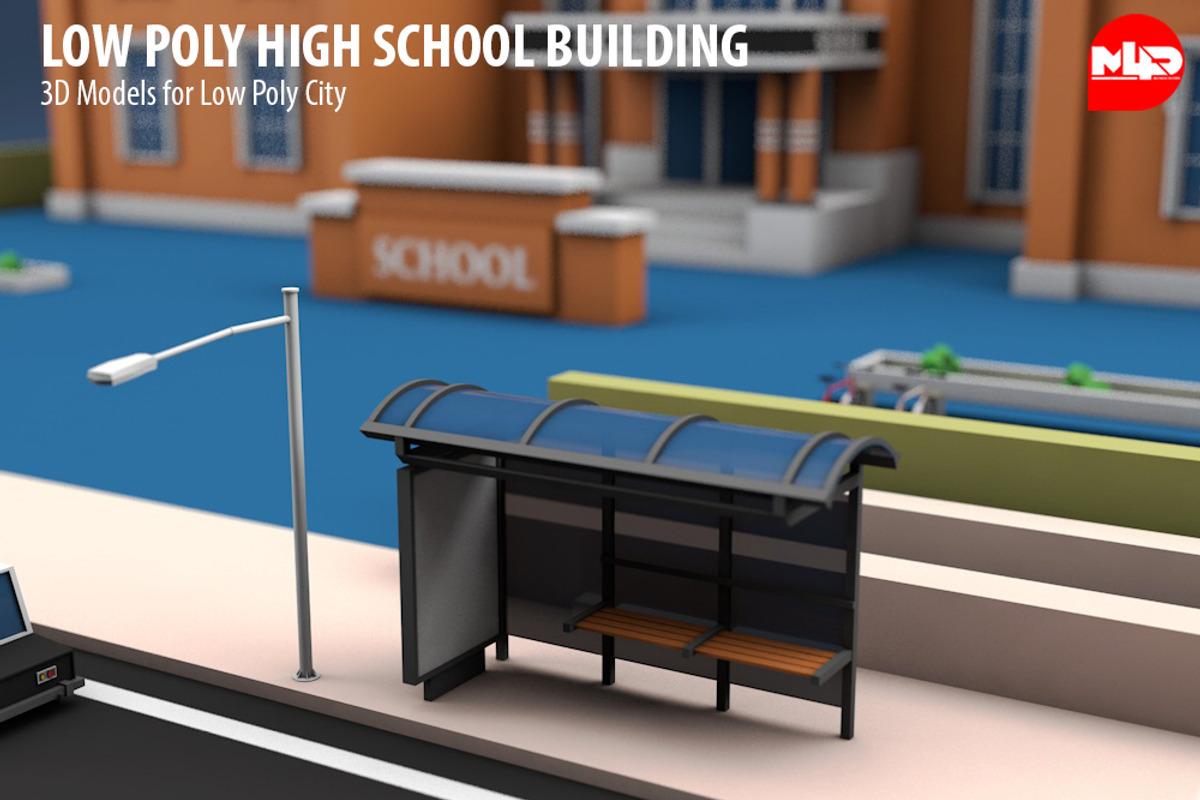Low Poly High School Building, an Architecture 3D Model by multimedia4ds