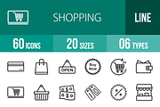 60 Shopping Line Icons, an Outline Icon by IconBunny