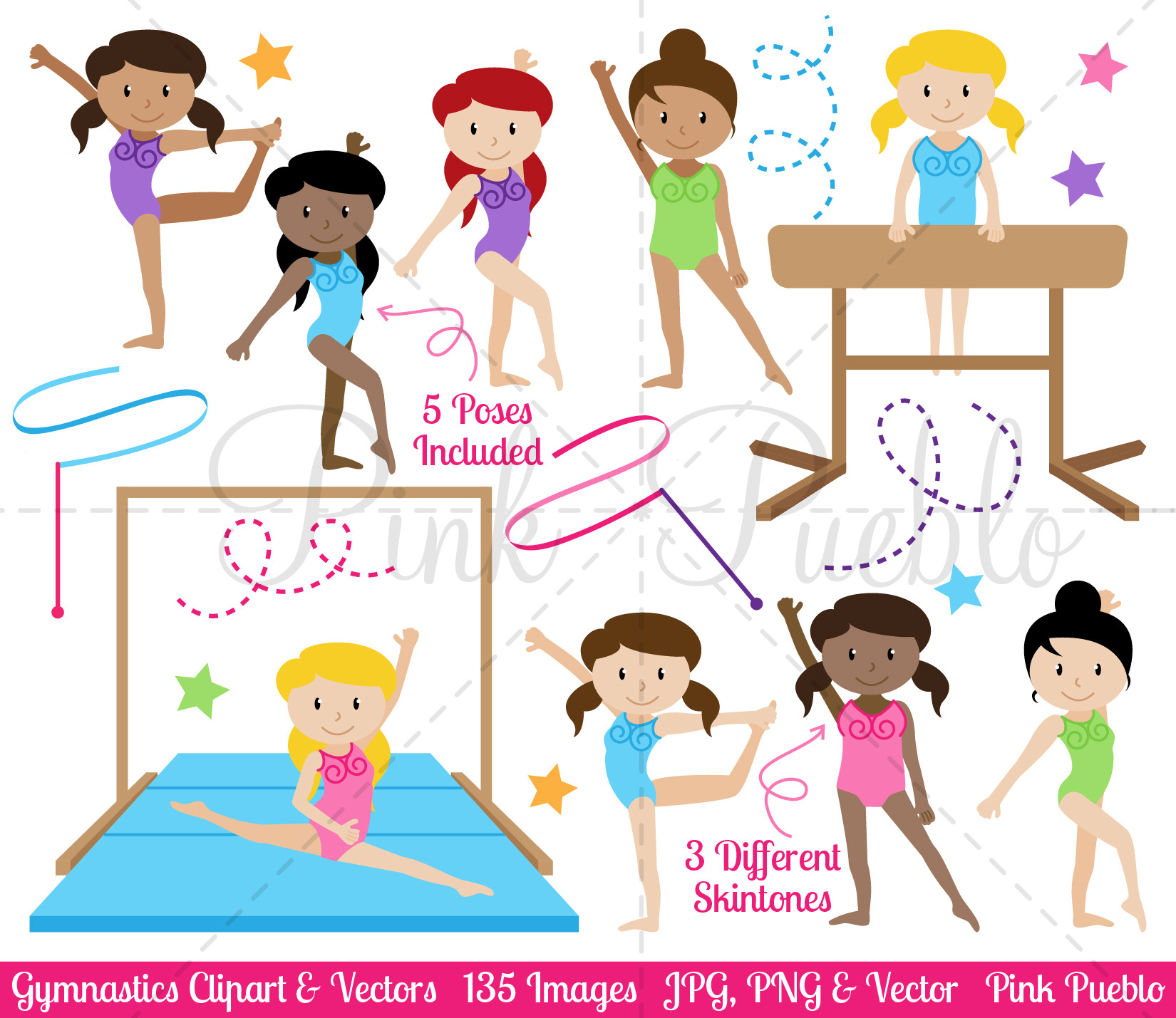 Gymnastics Clipart and Vectors, a Graphic by PinkPueblo