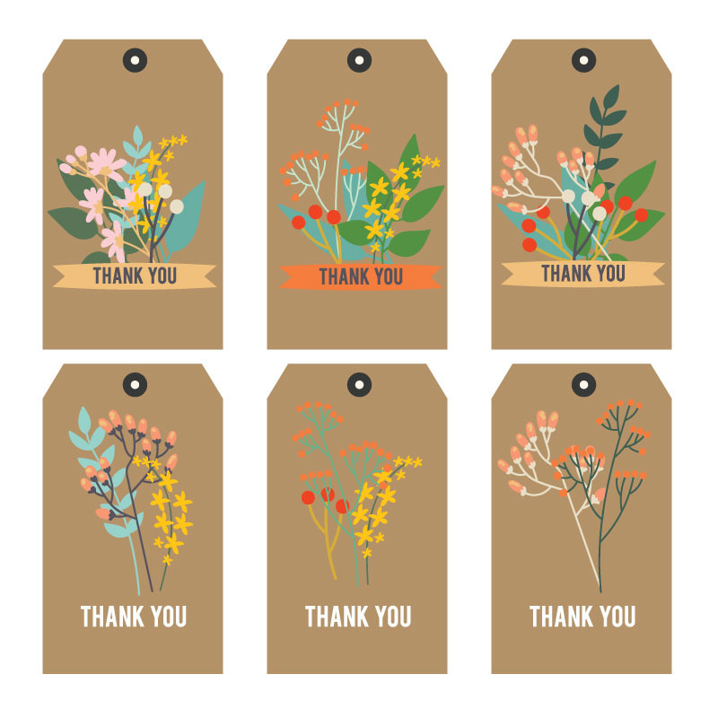 Thank you Printable tags Floral, a Card Template by MooBeer
