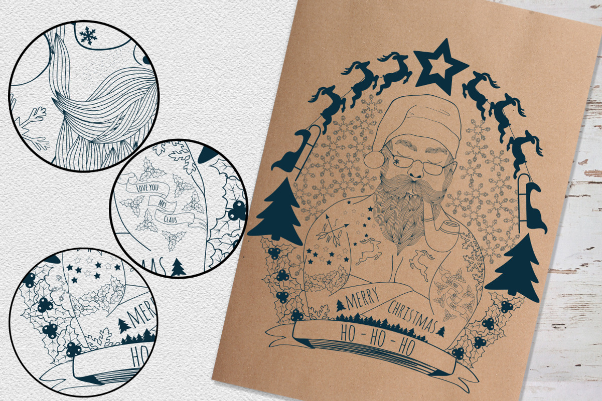 Tattooed Santa Claus, an Illustration by CallMeStasia | Creative Market