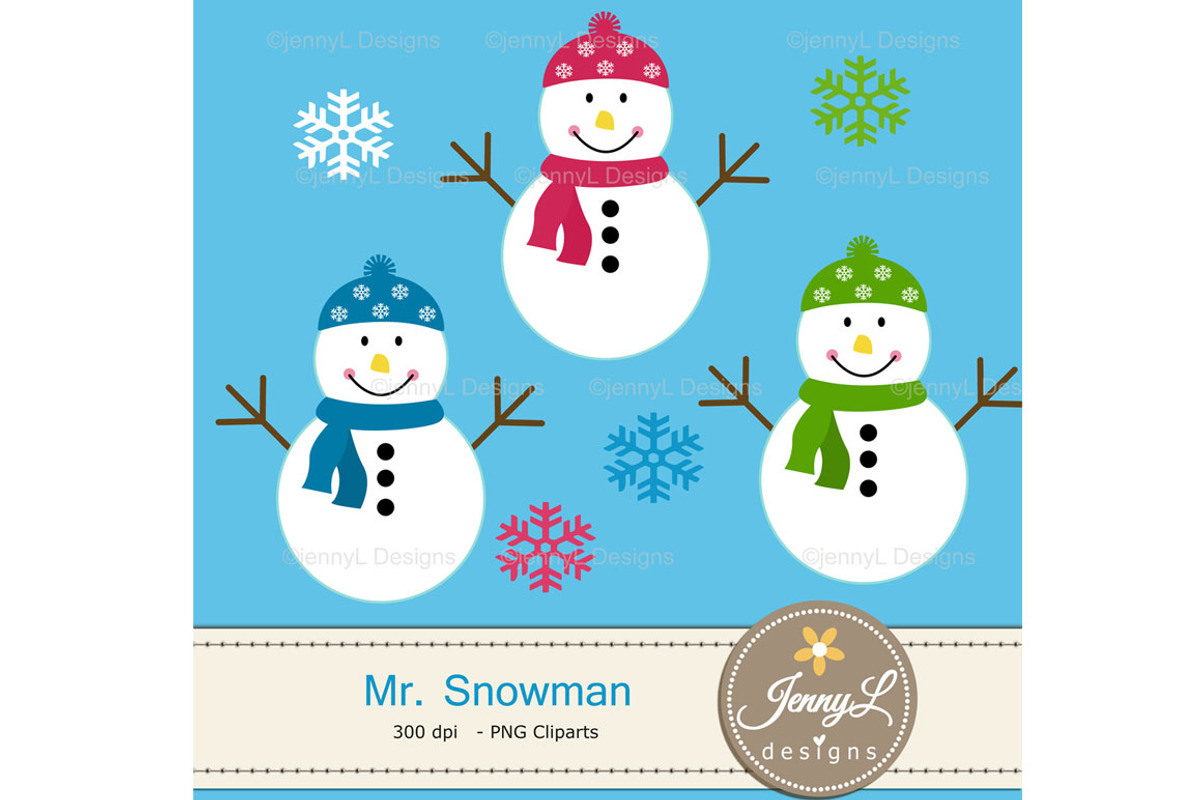 Snowman Digital Paper, a Pattern Graphic by JennyL Designs