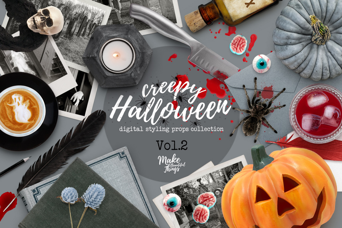Halloween Scene Creator, a Books & Magazine Mockup by Make Beautiful Things