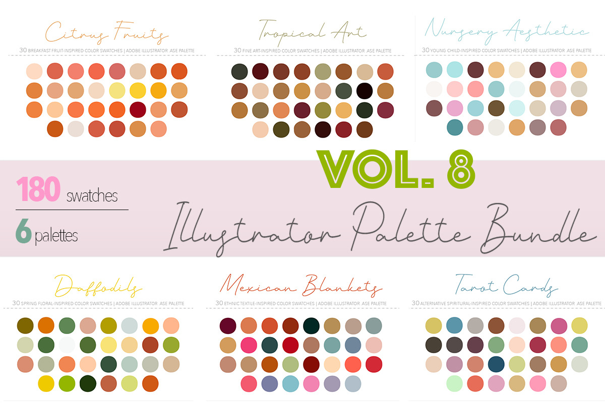 Illustrator Color Palette Bundle V8, a Palette Add-On by Jennadesigns